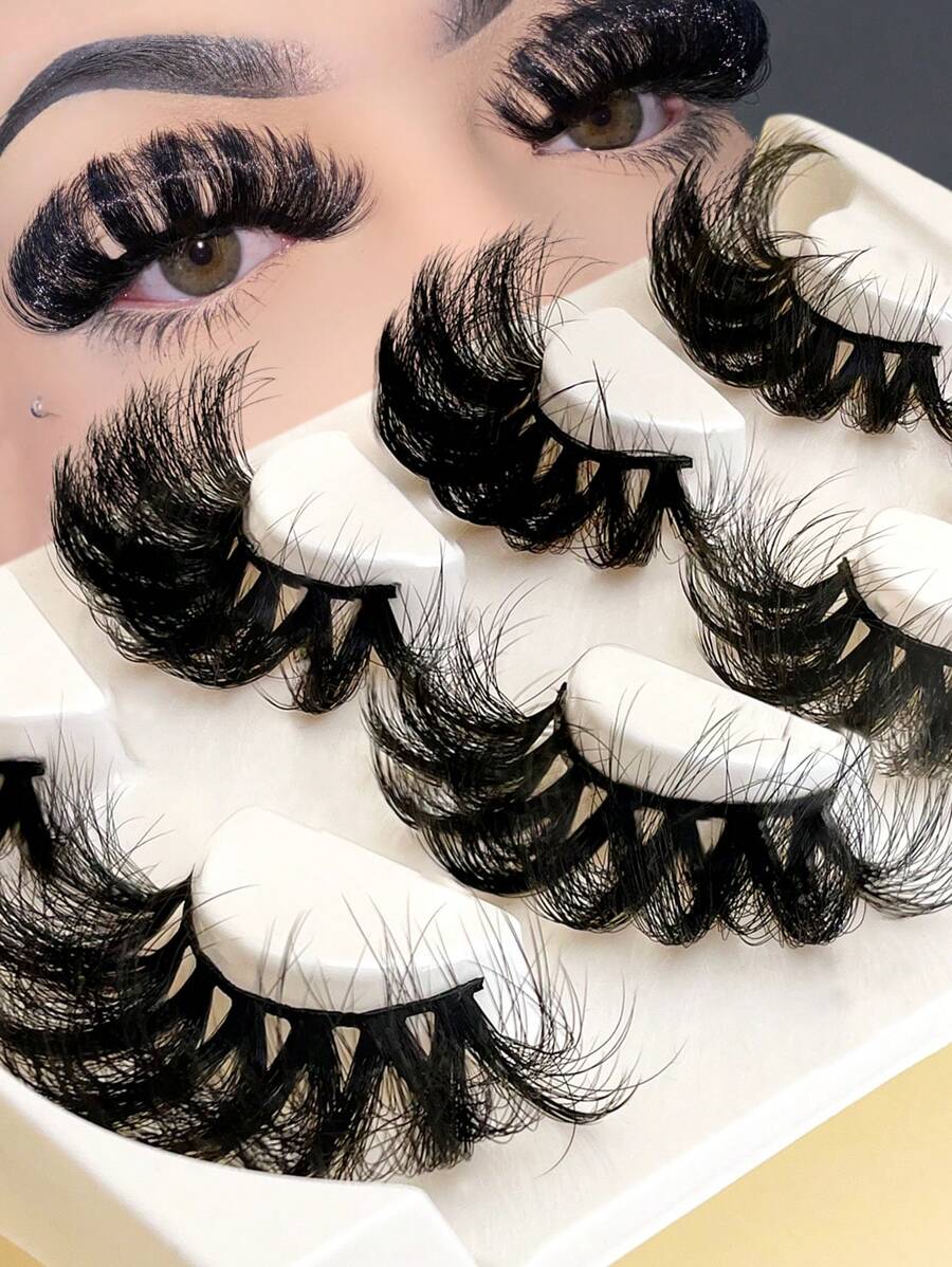 4 Pairs Fluffy Eyelashes 25mm Dramatic Long Thick Volume Natural Faux ...