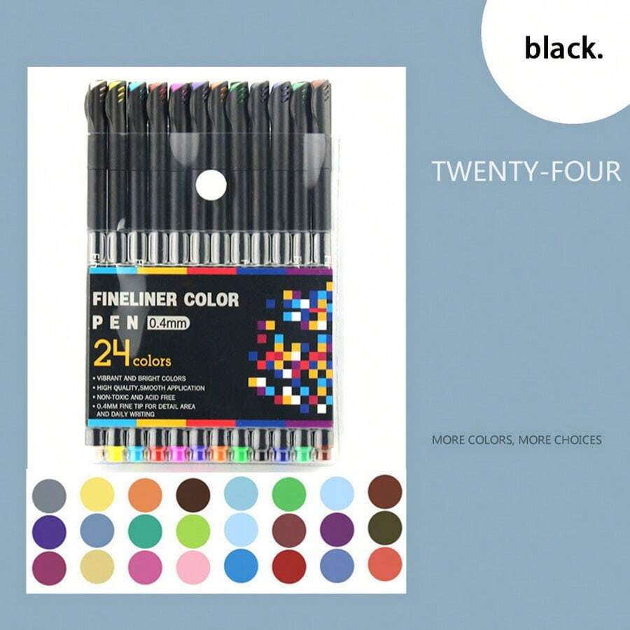Colored Hook Line Pens For Kids' Watercolor Painting, Set Of Water ...