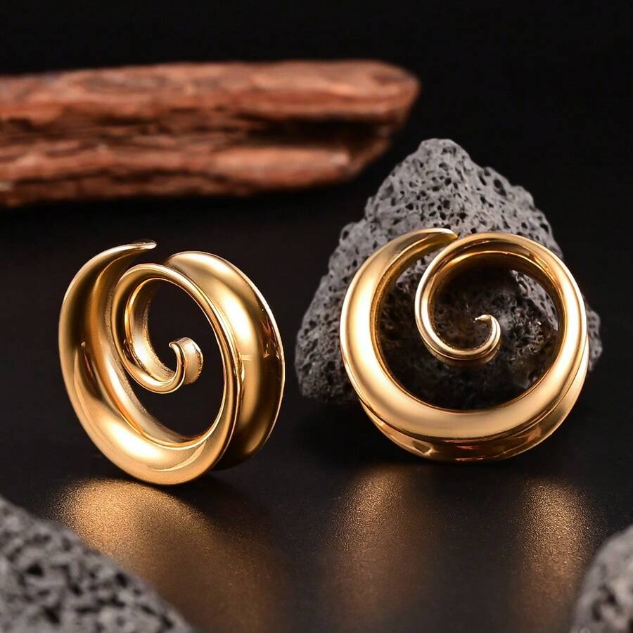 2PCS Snail Design Ear Expander Saddle Plugs Tunnels Guages For Ears ...