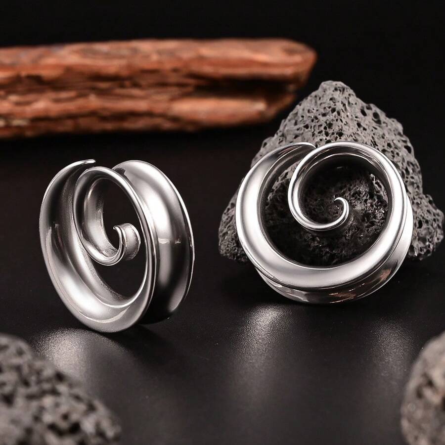 2PCS Snail Design Ear Expander Saddle Plugs Tunnels Guages For Ears ...