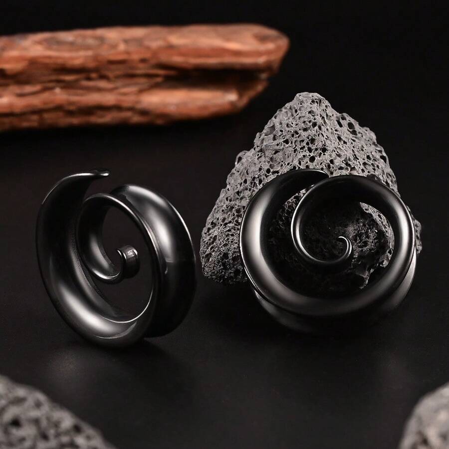 2PCS Snail Design Ear Expander Saddle Plugs Tunnels Guages For Ears ...