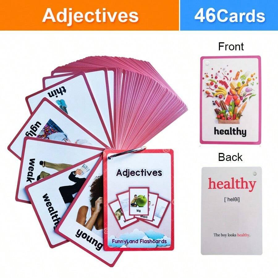 46 Cards Of Adjectives First Sight Words For Vocabulary, Pre K ...