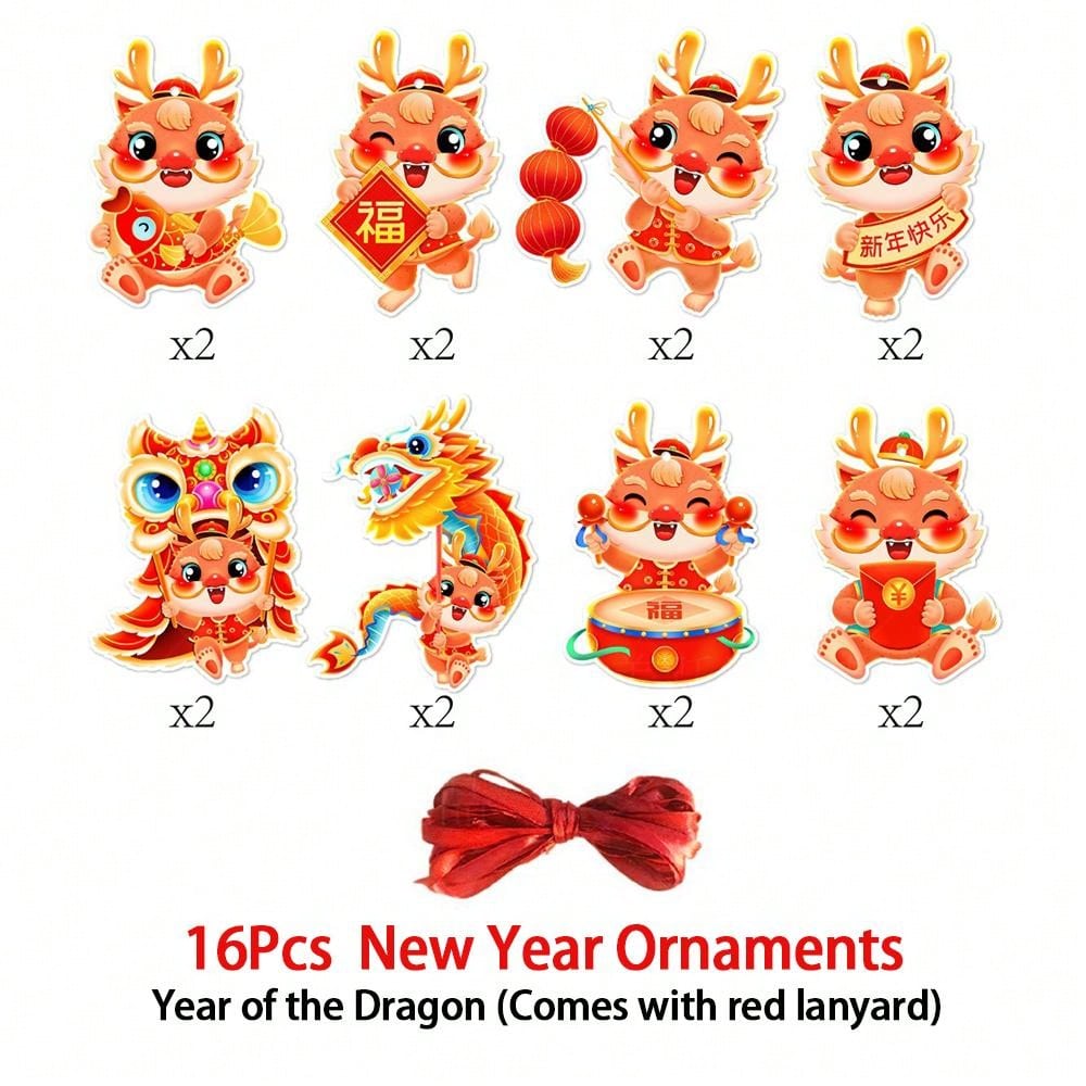 16 Piezas Adornos Colgantes Del Año Nuevo Chino 2024 Festival De ...