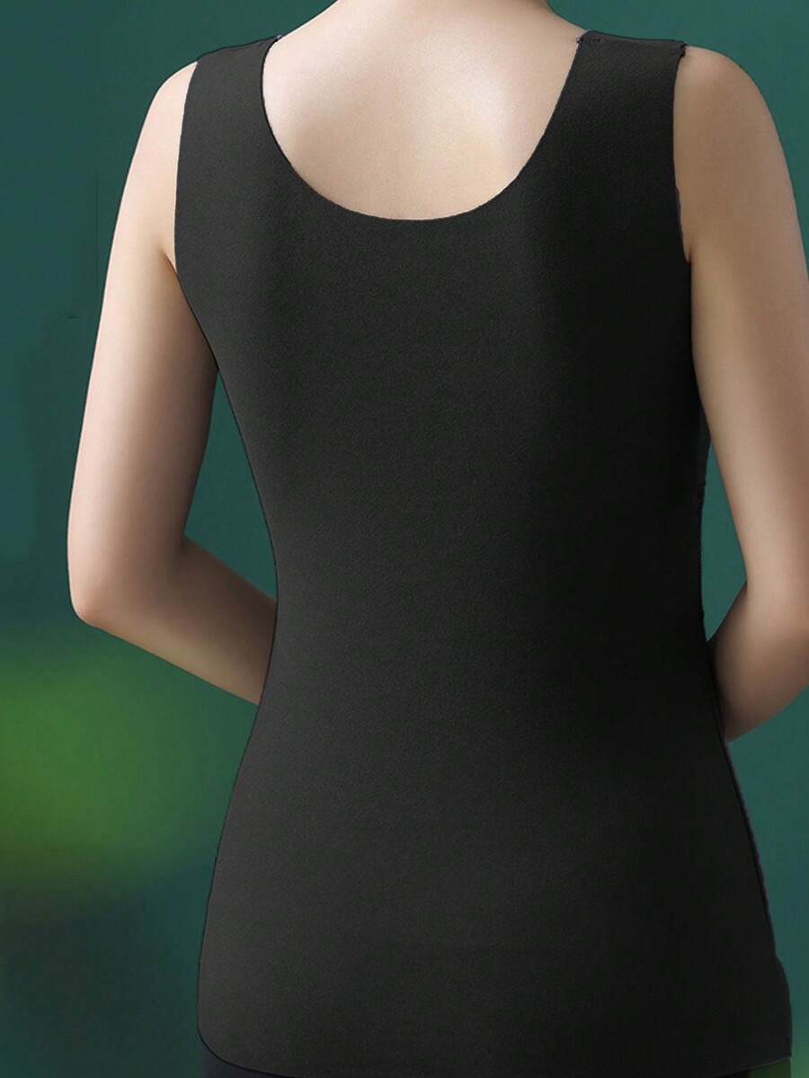 1pc Women's Seamless Lace Decoration Warm Built-In Bra Padded Tank Top ...