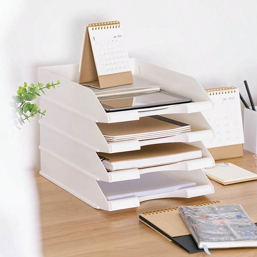 1pc File Storage Rack, Stacked In Multiple Layers On Office Desktop ...