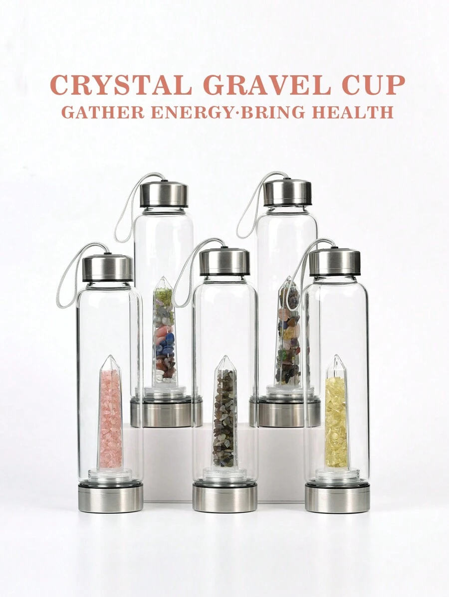 1pc Crystal Tower Shape Gravel Drinking Water Bottle, Energy Crystal ...