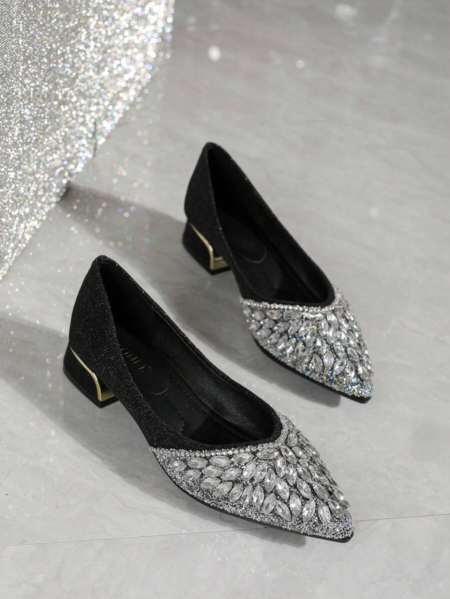 Europäische und amerikanische Strass Niedrigabsatz-Abendschuhe ...