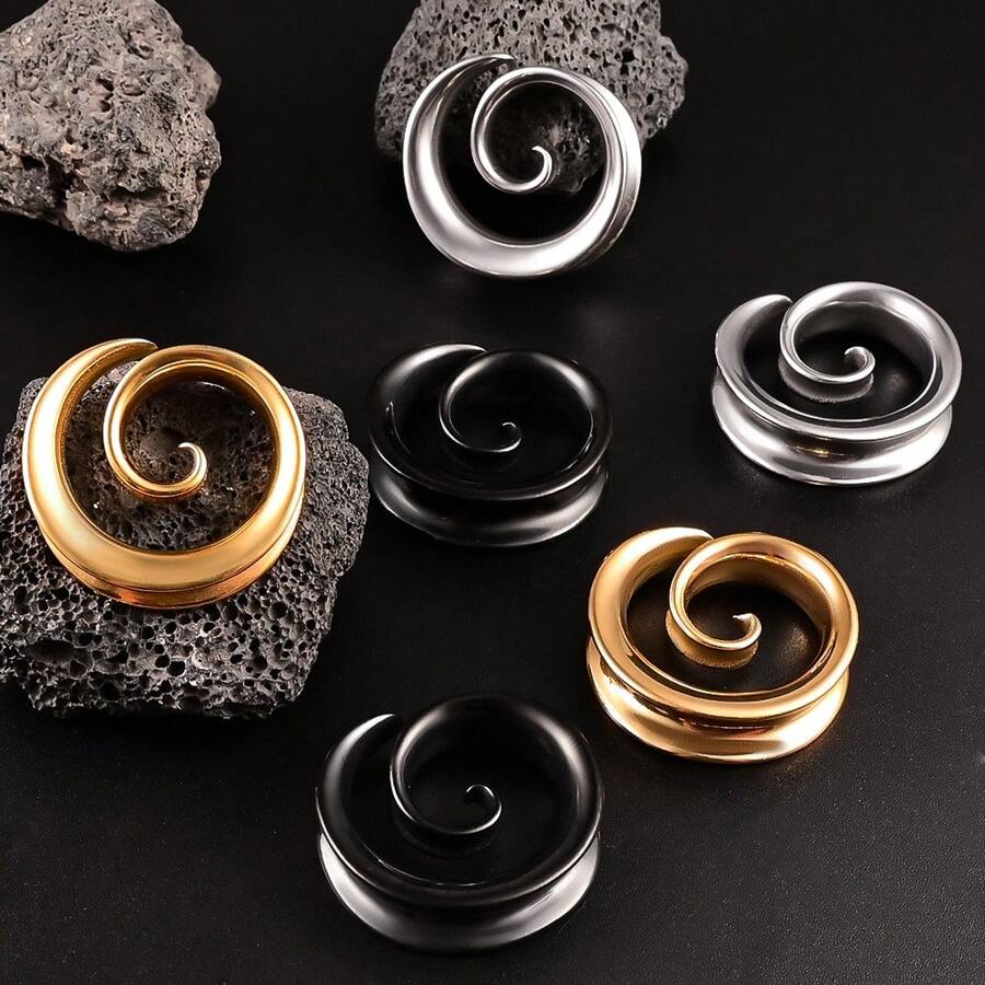 2PCS Snail Design Ear Expander Saddle Plugs Tunnels Guages For Ears ...