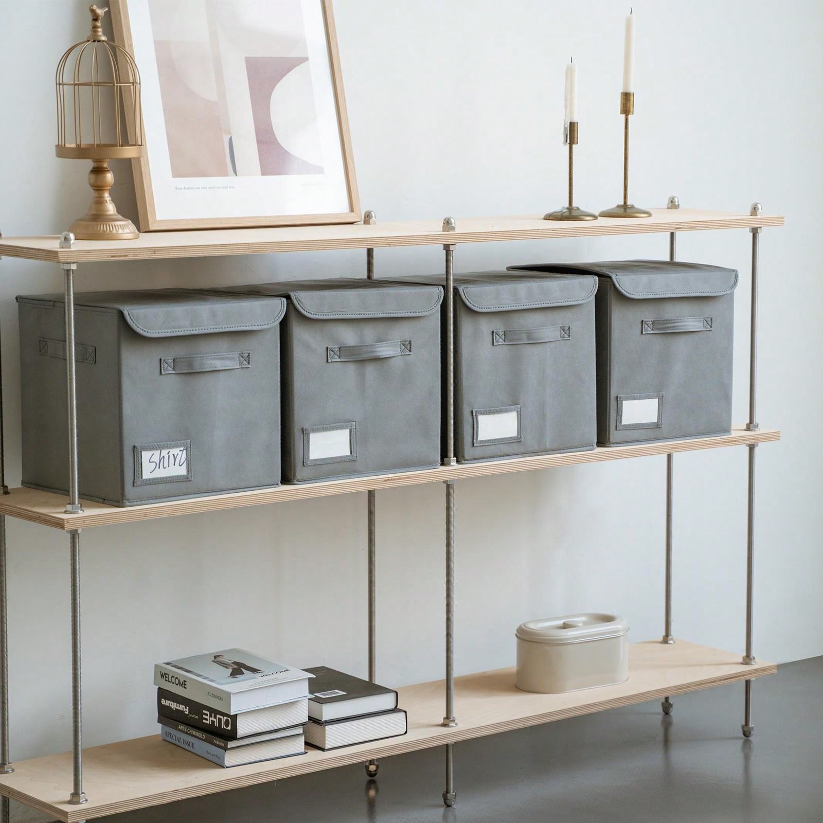 1 Pack 27L Storage Boxes With Lids Foldable Storage Cubes Large Cube ...