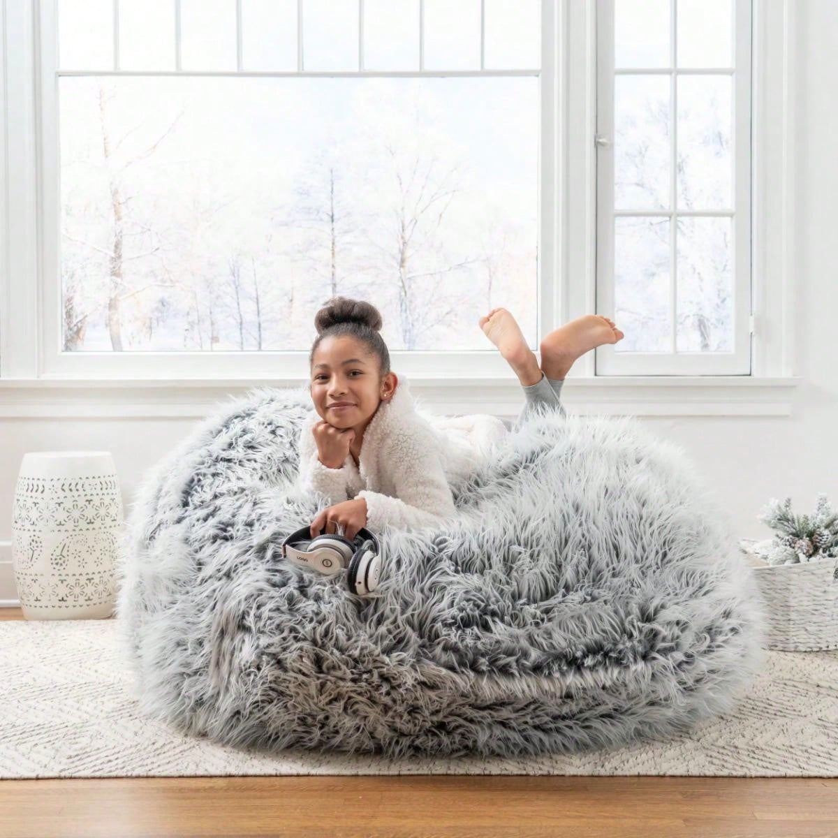 5 Ft Long Bean Bag Chair Silver Grey | SHEIN USA