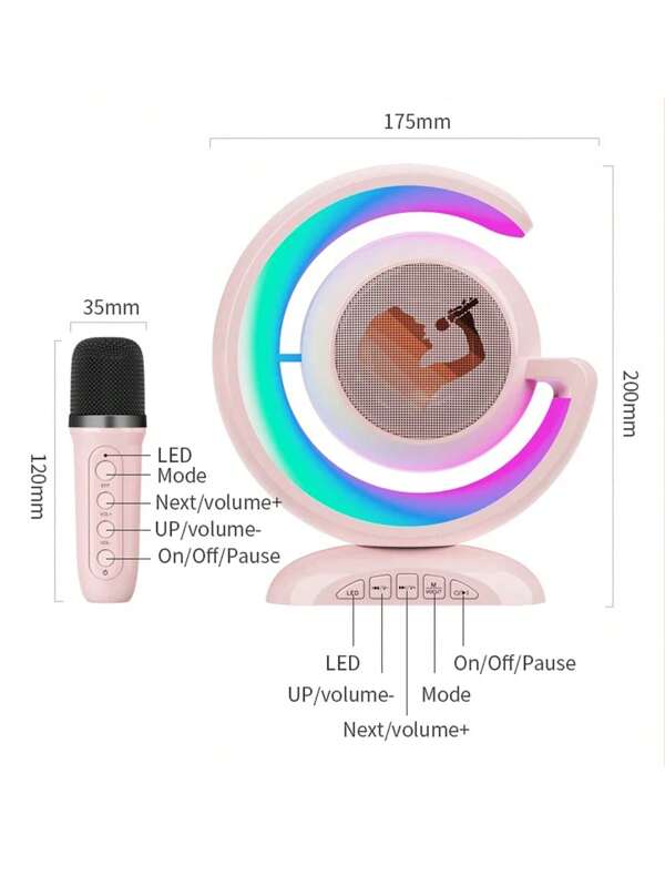 Wireless Mini Speaker Karaoke Dual Microphone Multiple Color Light Home ...