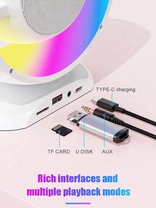 Wireless Mini Speaker Karaoke Dual Microphone Multiple Color Light Home ...