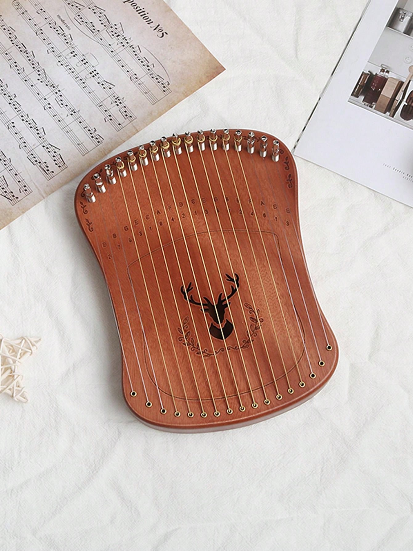 1pc 17-String Finger-Style Forest Deer Zither, Small Musical Instrument ...