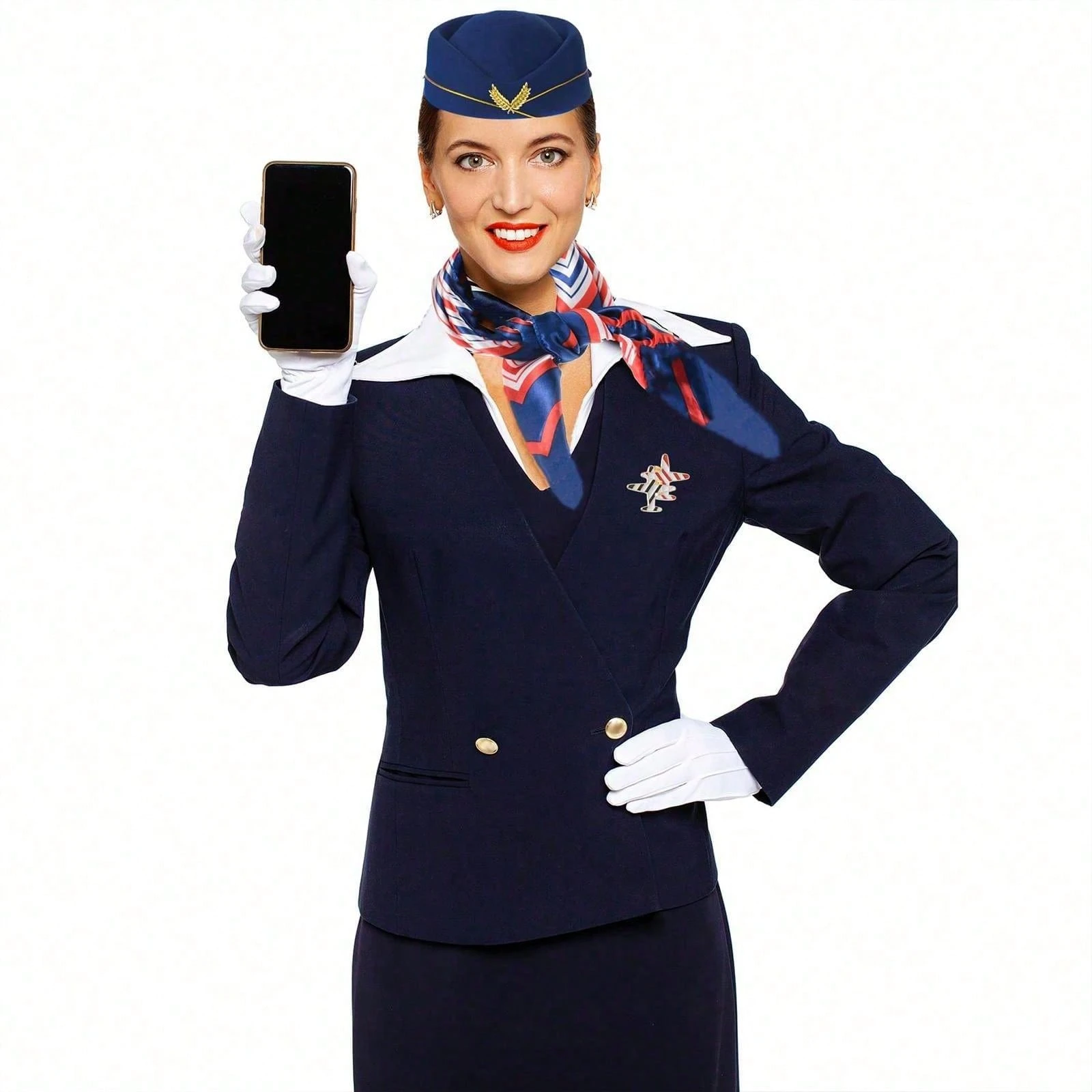 6 piezas Accesorios de disfraz de auxiliar de vuelo para mujer, traje ...