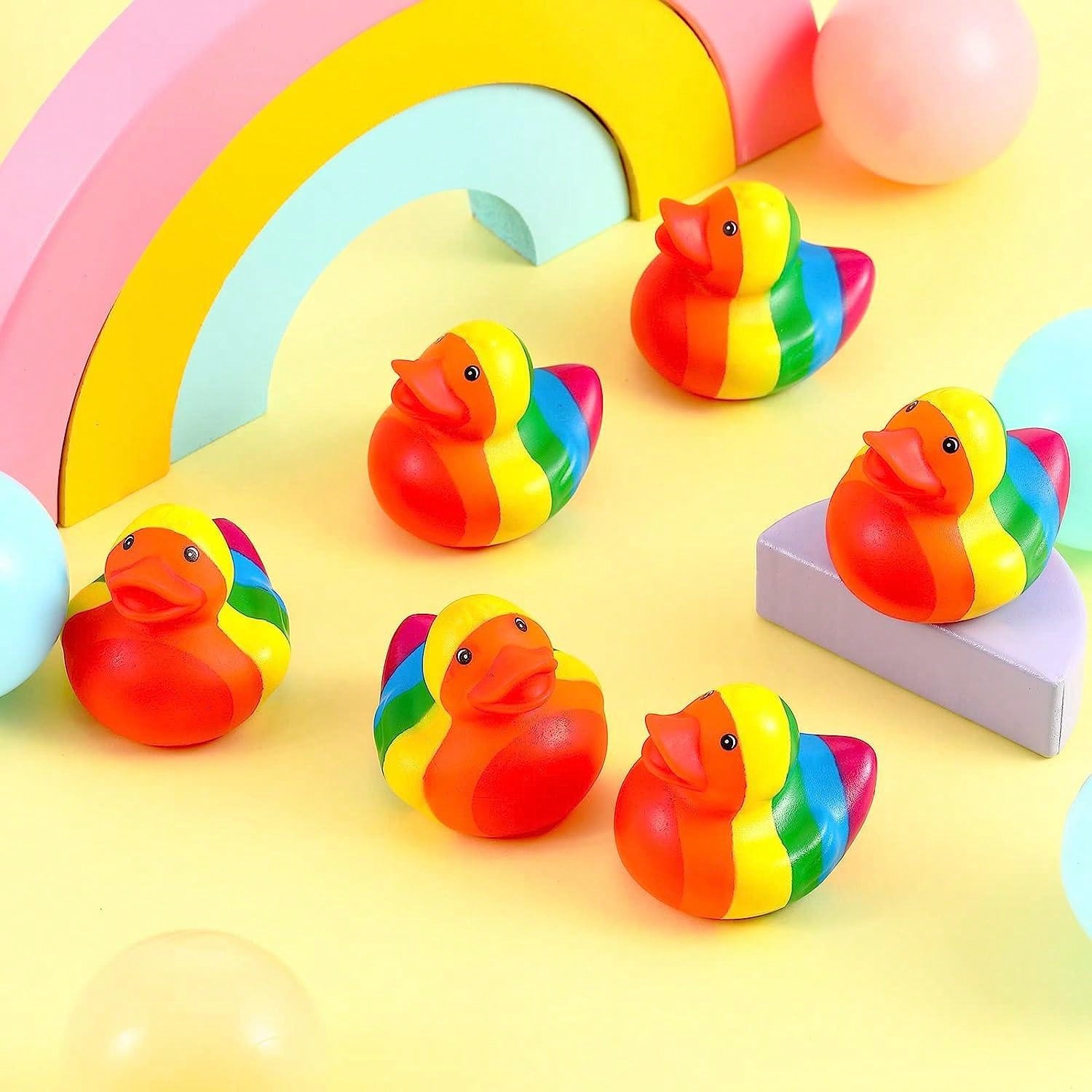 12 PCS Rainbow Rubber Duck Mini Rubber Duckies Bulk Rainbow Party ...