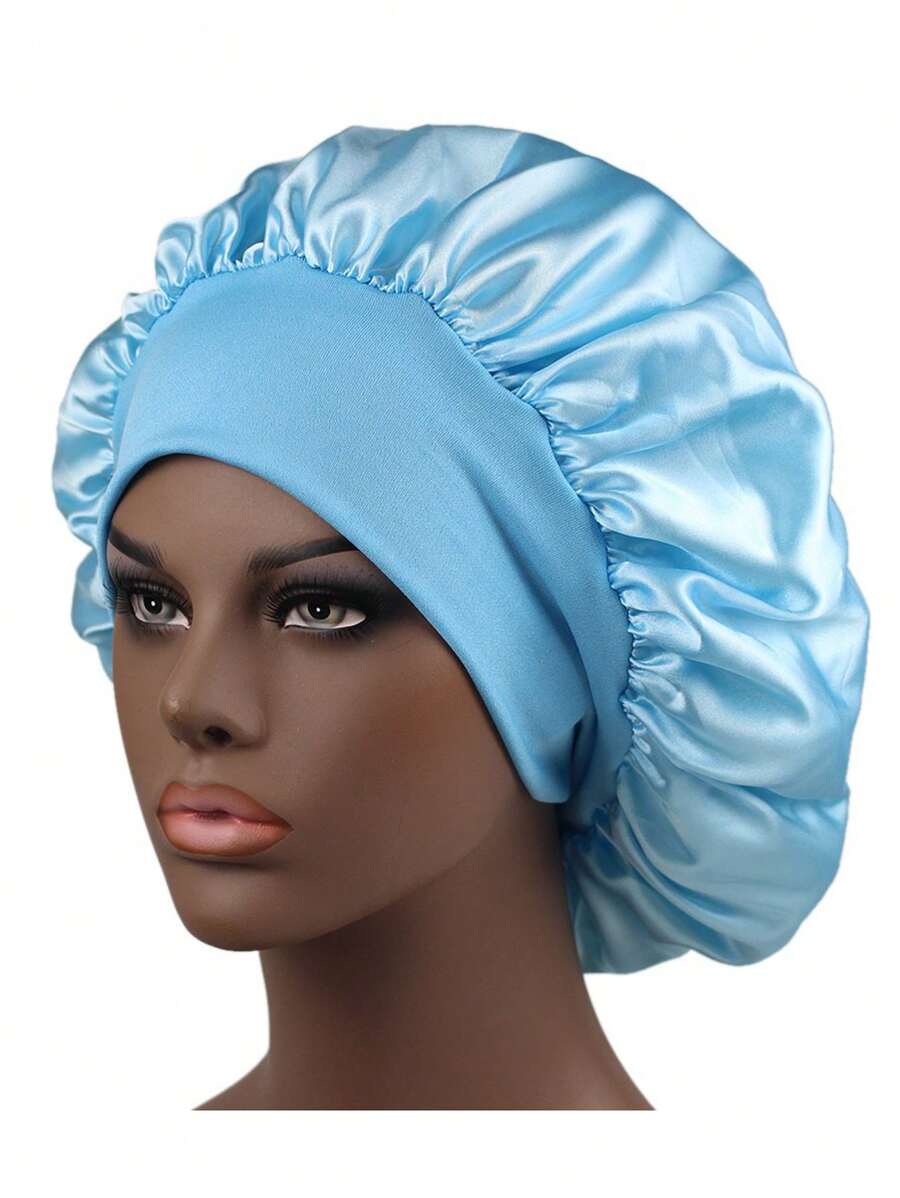 1pc Satin Wide Band High Elastic Headwear Sleeping Cap For Women Hair ...