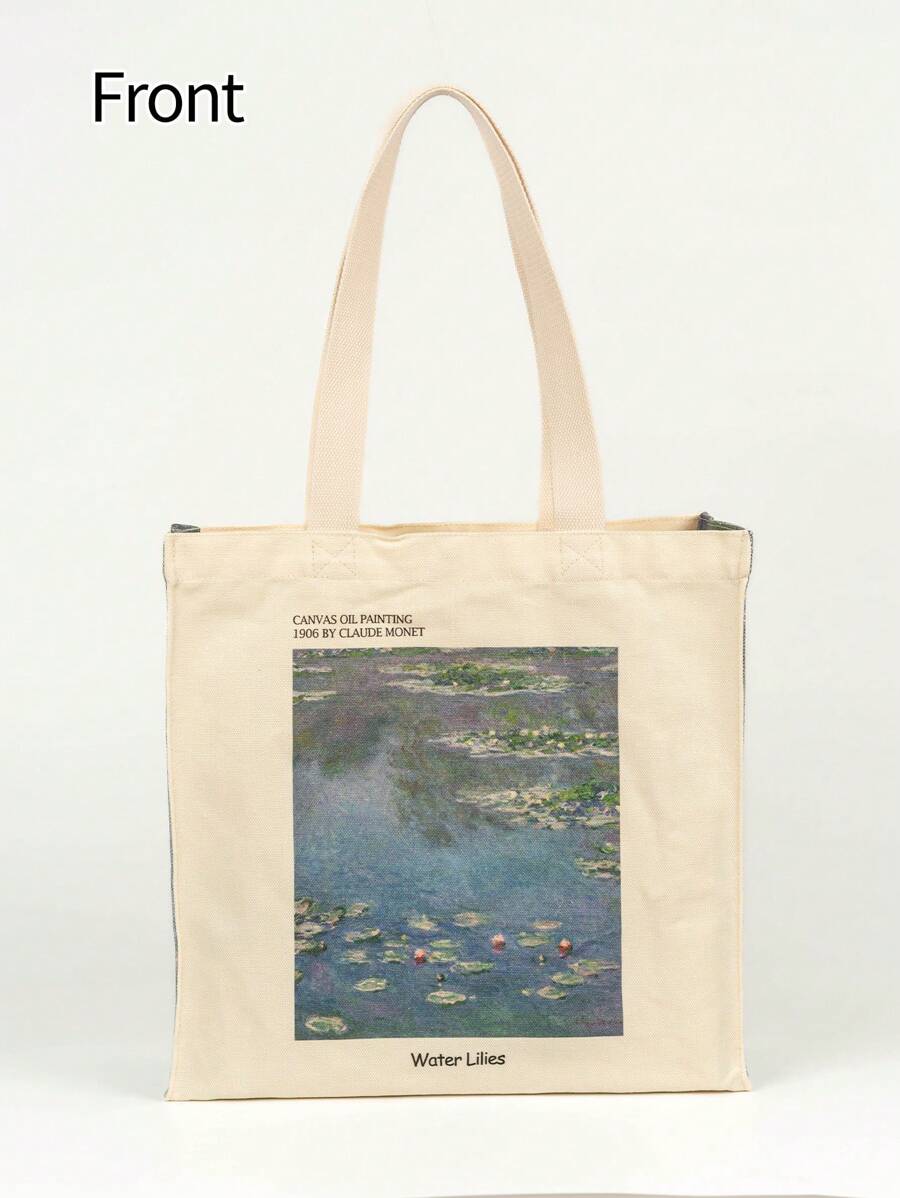 Claude Monet Water Lilies Oil Painting Art Canvas Tote Bag For Women ...