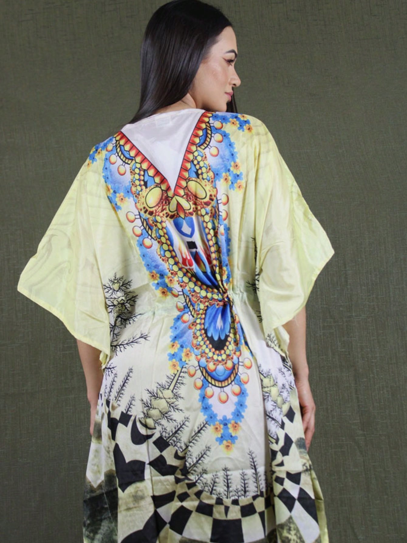 KIARA BRAZIL Kaftan longa indiana de poliéster | SHEIN Brasil