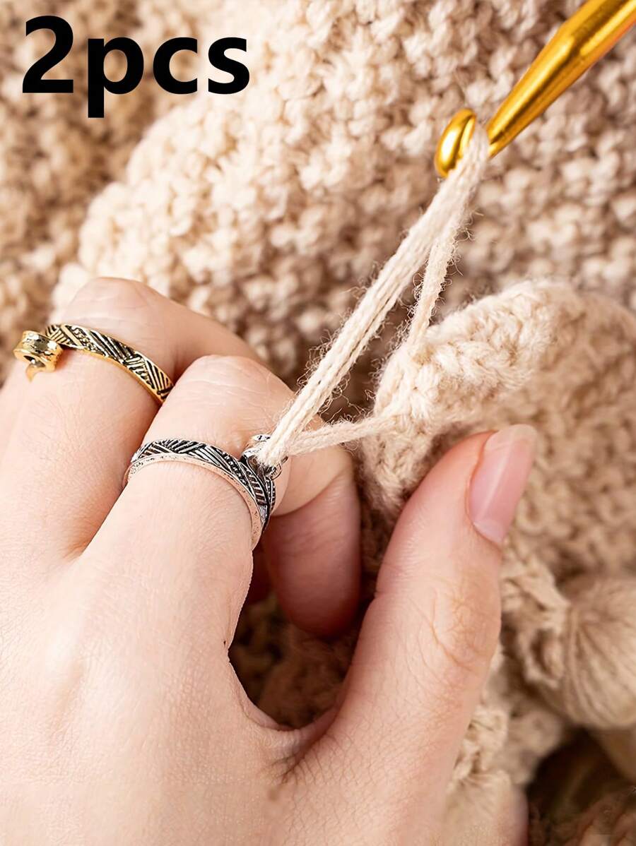 Knitting Crochet Loop Ring For Fingers, Adjustable Crochet Tension Ring ...