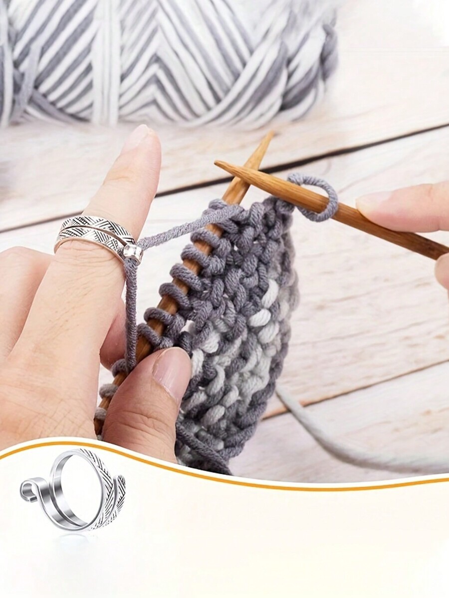 Knitting Crochet Loop Ring For Fingers, Adjustable Crochet Tension Ring ...