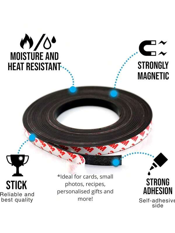 1Pc Self Adhesive Magnet Strip Cuttable Roll, Strong Flexible Easy To ...