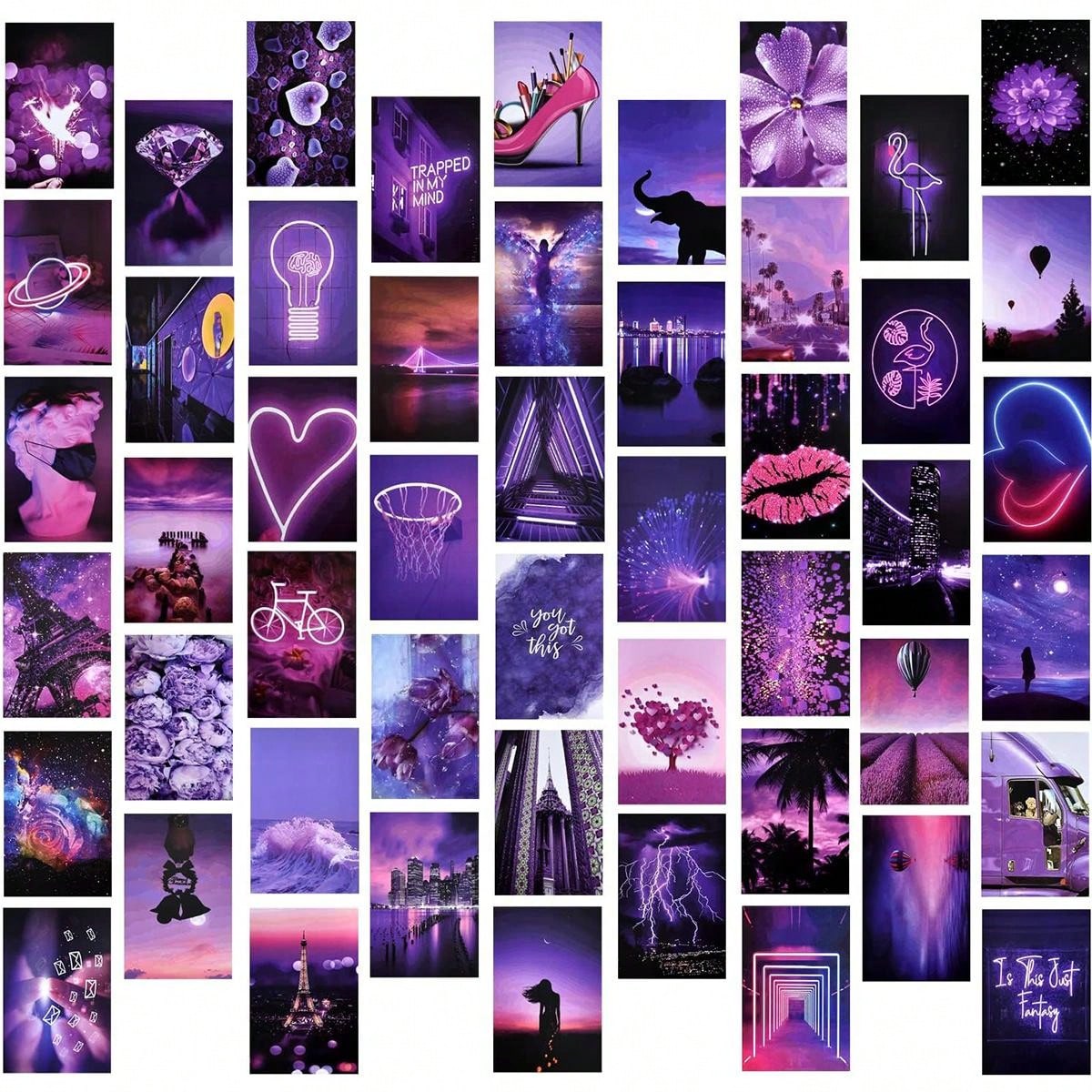 1 Set 50pcs Room Decor Aesthetic,Charm Purple Pastel Wall Collage Kit ...