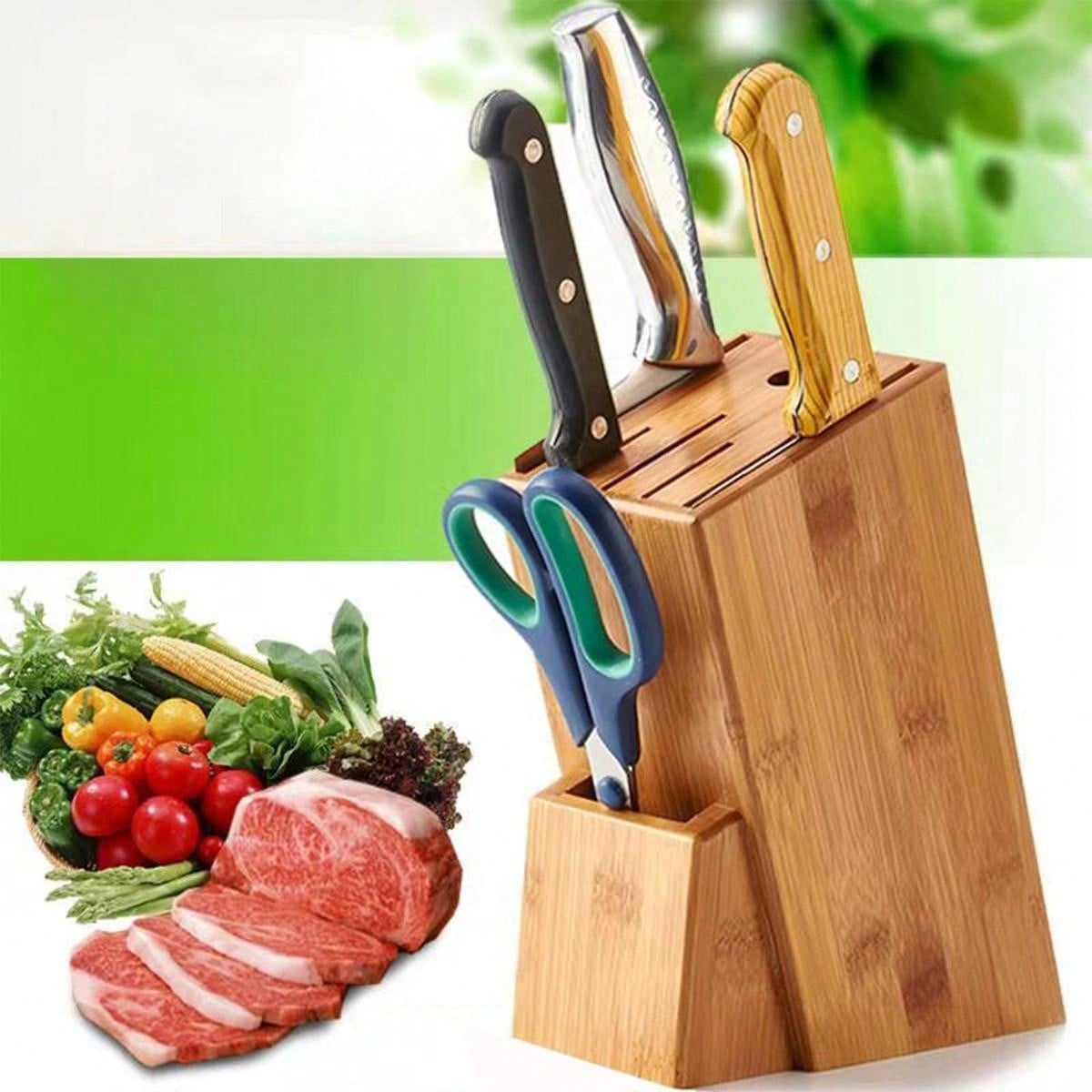 Kitchen Countertop Storage Organization Universal Bamboo Knife Block ...