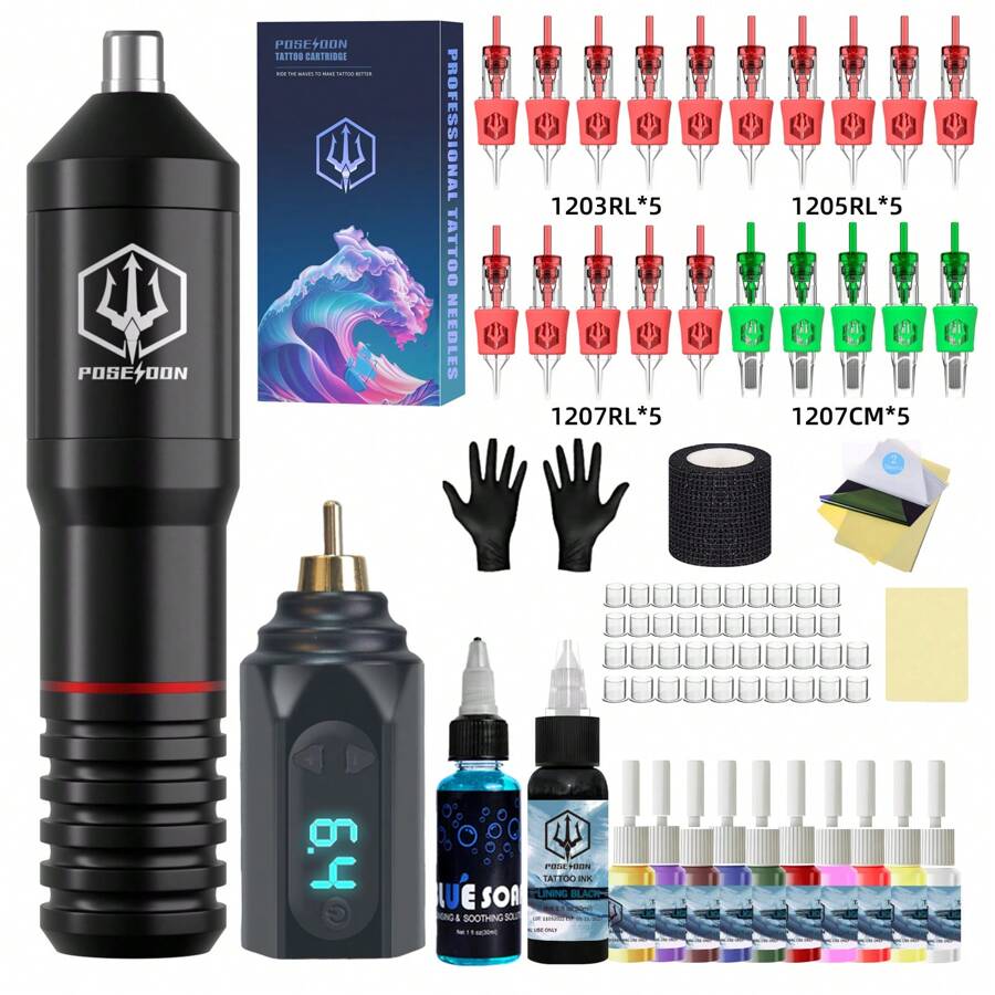 Tattoo Pen Kit - Wireless Tattoo Machine Kit, Tattoo Gun Kit With ...