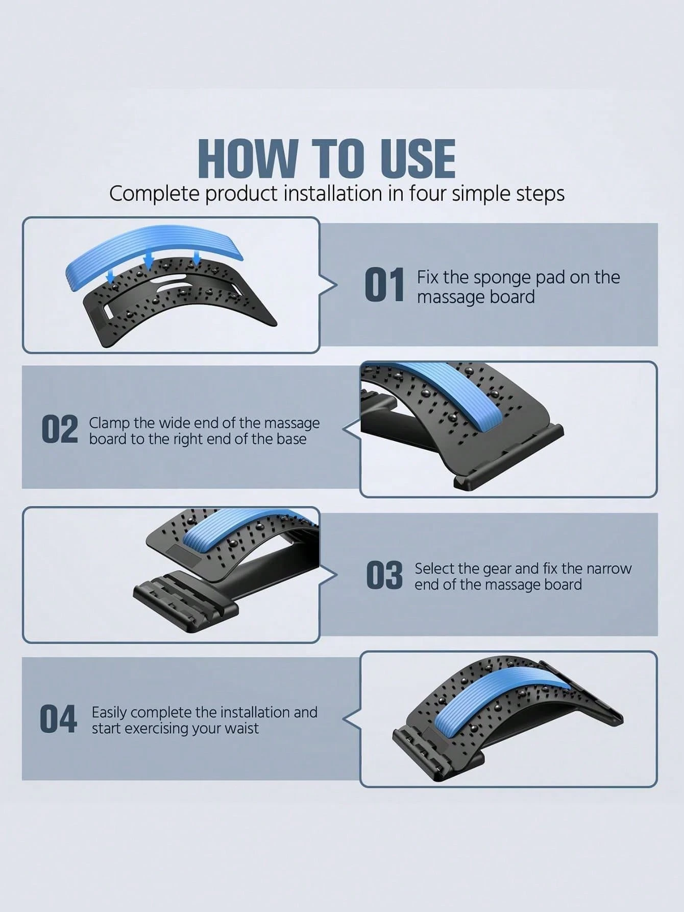 Back Stretcher For Lower Relief, 3 Level Adjustable Lumbar Back Board ...