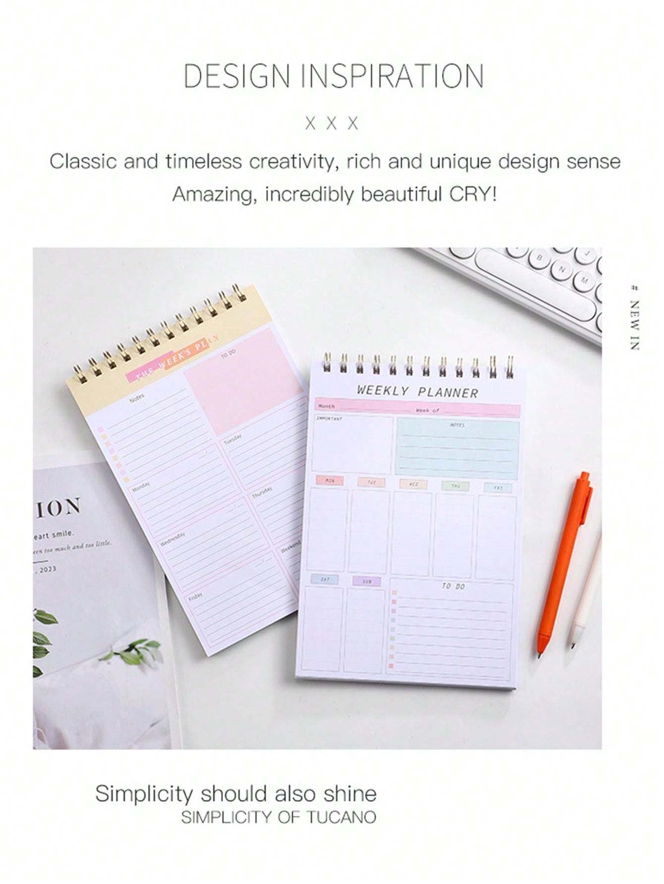 2024 English Weekly Planner Notebook, Pp Cover With Spiral Binding ...
