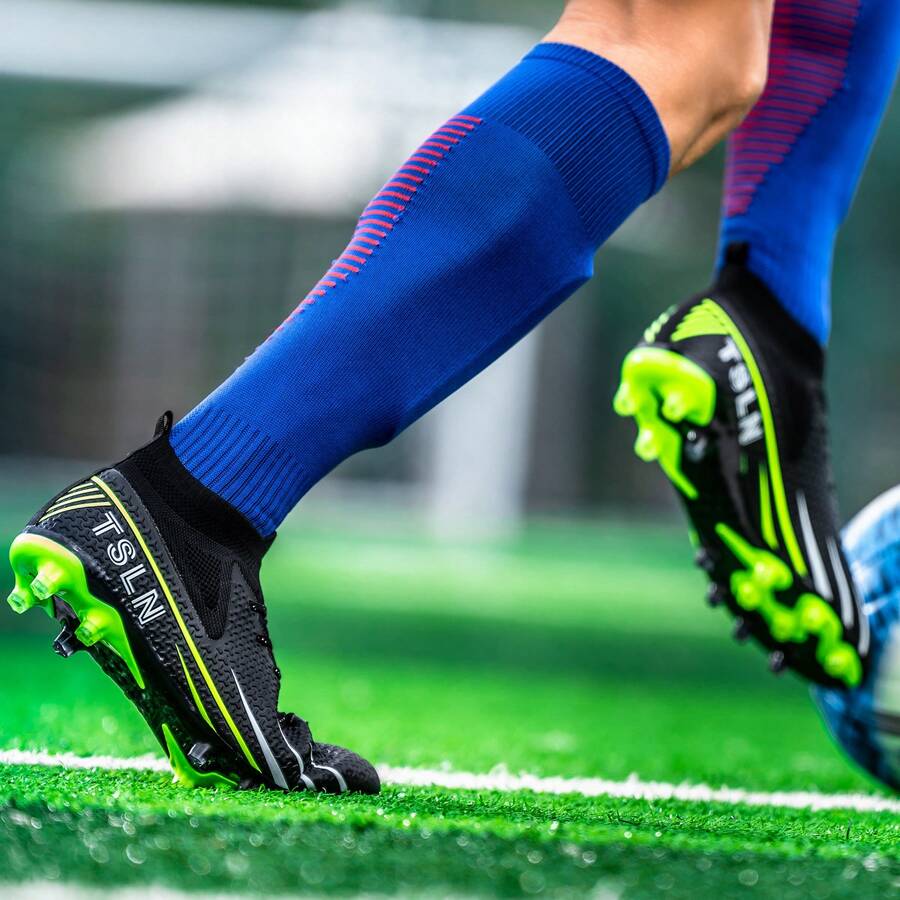 Teenagers' Professional Black Soccer High-Top Cleats With Long Spikes ...