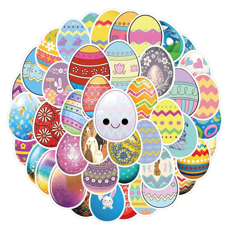 60pcs Cute Easter Egg Stickers, Cartoon Graffiti Decoration Stickers ...