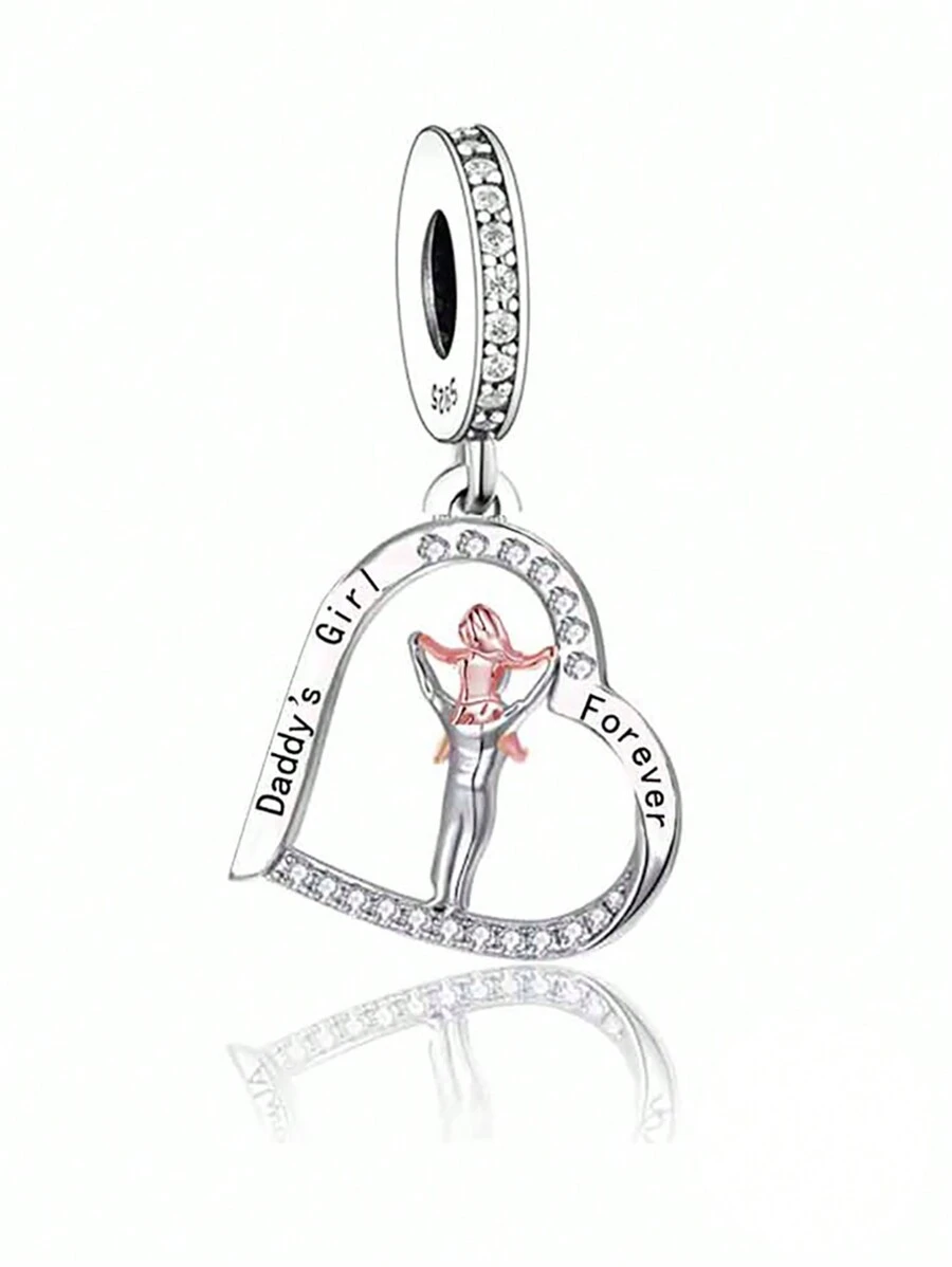 1pc Simple 925 Sterling Silver Heart-shaped Bead For Diy Pendant ...