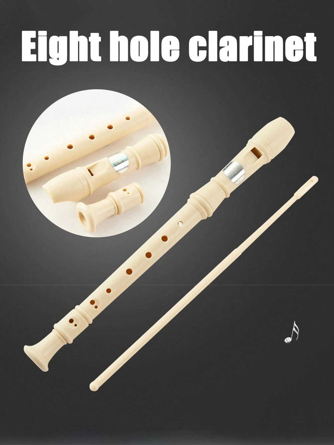 8 Holes Beginner Clarinet, Vertical Flute, High Pitched Recorder ...