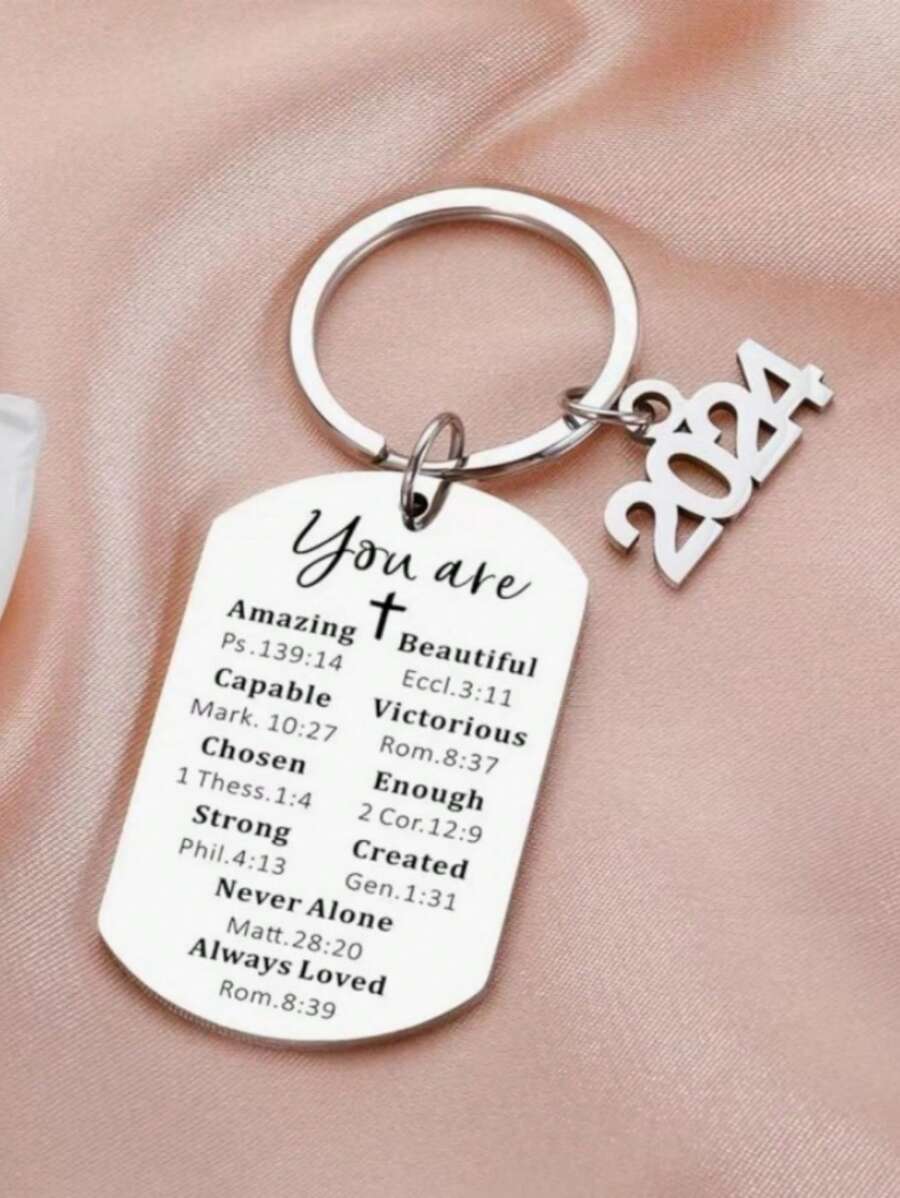 1pc Unisex 2024 New Product Stainless Steel Keychain With Inspirational ...
