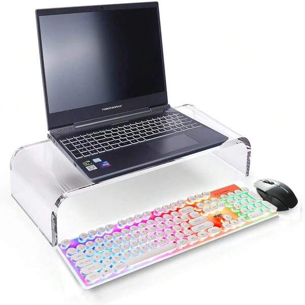 Clear Acrylic Computer Monitor Riser Stand With Keyboard Holder | SHEIN USA