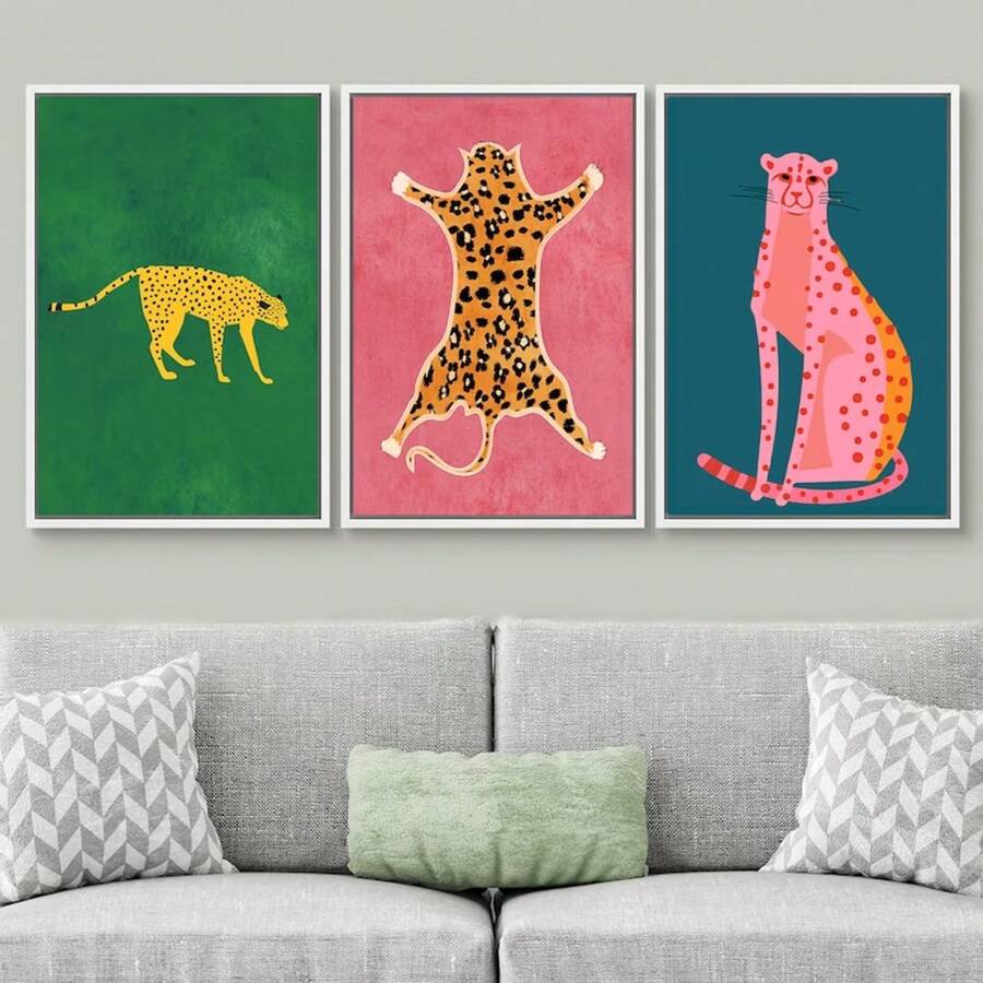 3pcs/Set Canvas Printed Wall Art Set, Cheetah Animal Modern Bohemian ...