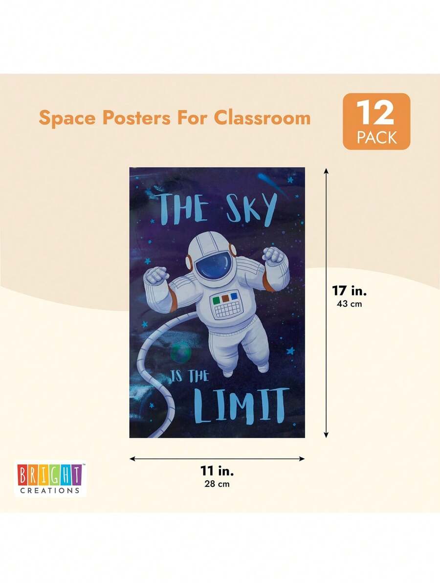 12 Pack Outer Space Posters For Classroom Decor, Kids Room Decorations ...