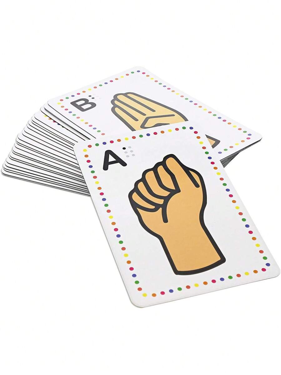 ASL Sign Language Flash Cards, 26 Letters With Gestures, Magnetic ...