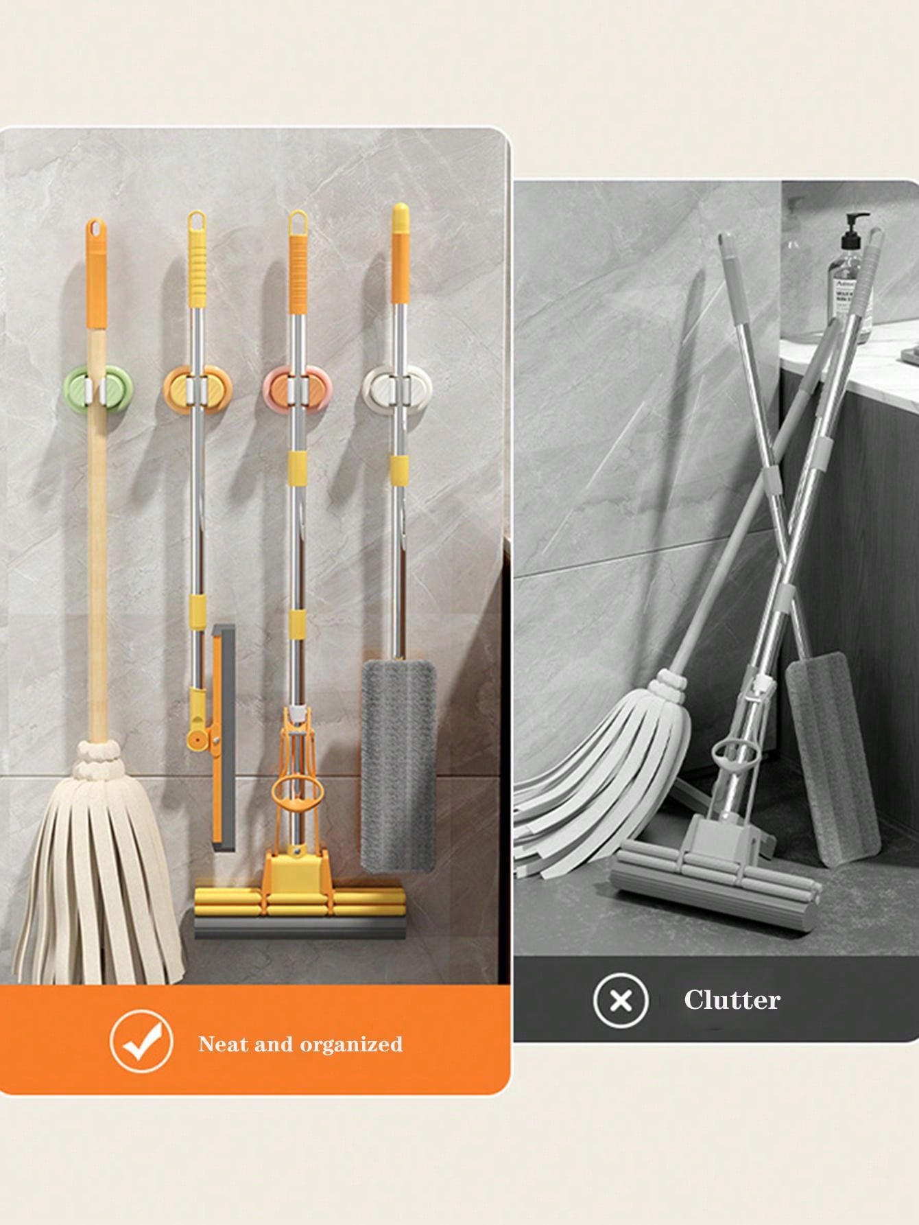 1pc Abs Orange Hook, Wall Mounted Without Drilling, Plastic Mop Hook ...