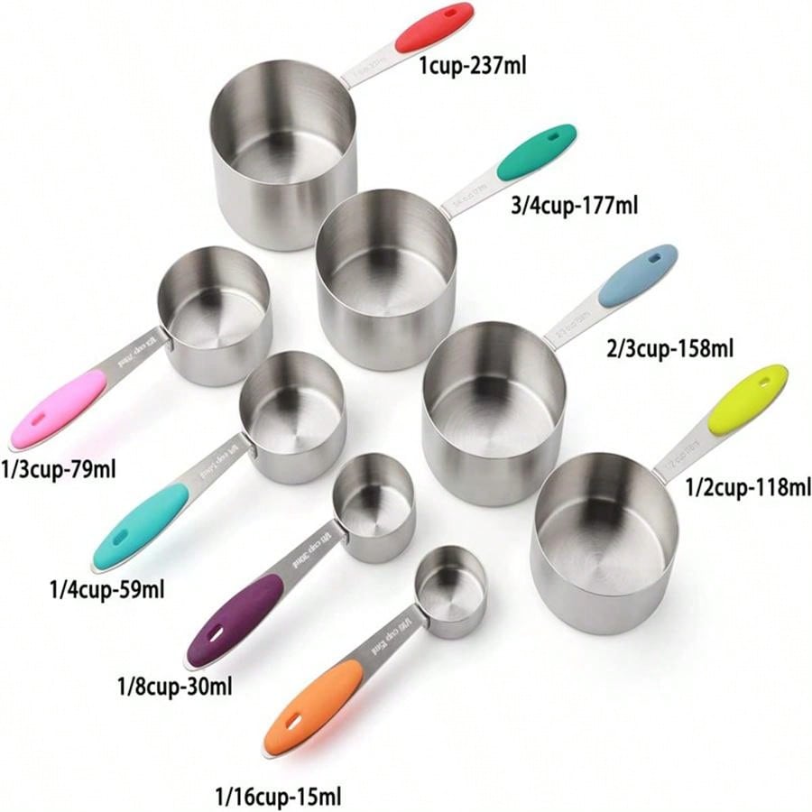 17pcs Stainless Steel Measuring Cups And Spoons Set, Includes 8 ...