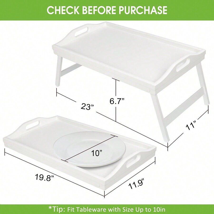 Bed Tray Table With Folding Legs Wooden Serving Breakfast In Bed Or Use ...