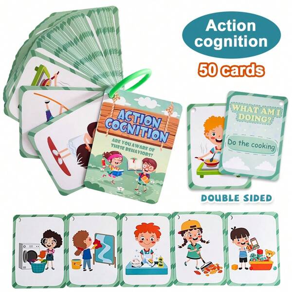 50 Cards My Daily Routine Action Cards Flash Cards For Visual Aid ...