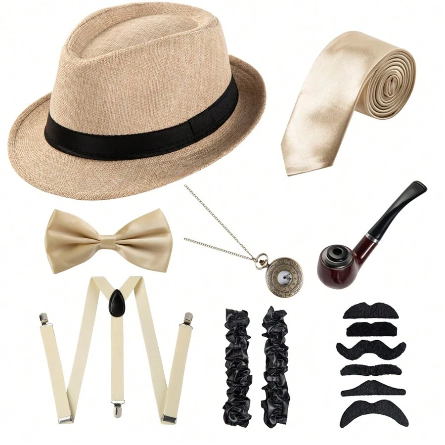 8pcs 1920s Style Great Gatsby Accessories Set For Men Accessories Set ...