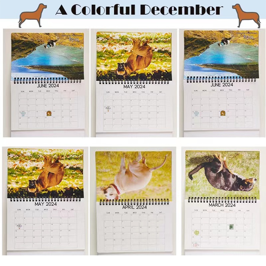 1pc 2024 Cute Dog Themed Calendar, Pet Hanging Calendar With Tearable ...