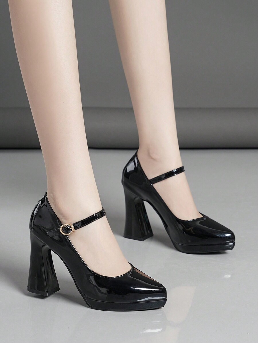 Women's High Heel Platform Shoes With Ankle Strap, Thick Heel, Super ...