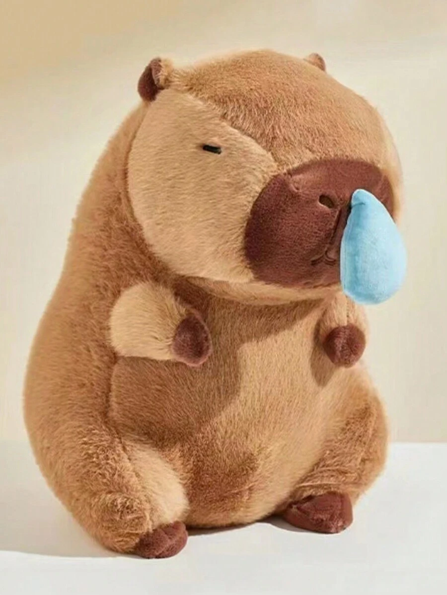 Capybara Snivel Retraction Plush Toy, Soft Stuffed Water Hog Pillow ...