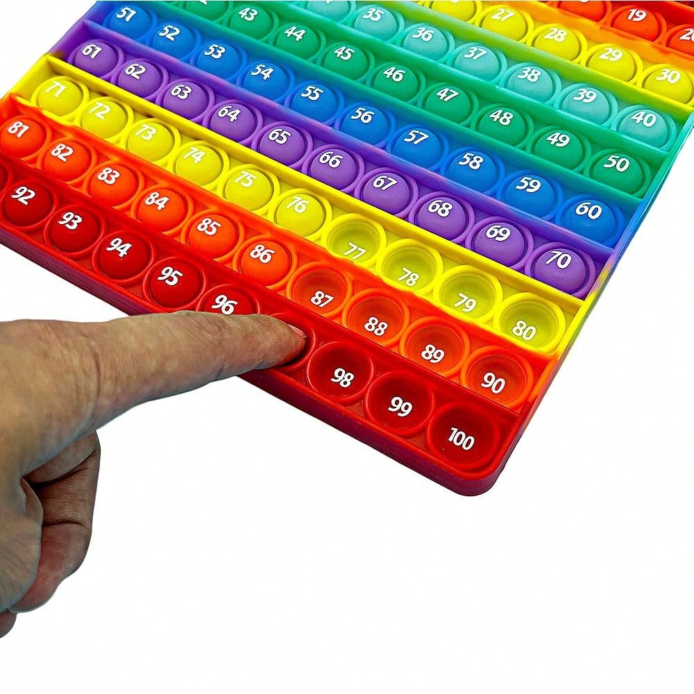 Numbers 1-100 Counting Pop Games Fidget Toys, Silicone Rainbow Math ...