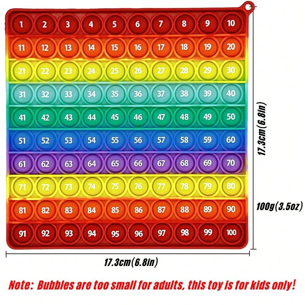 Numbers 1-100 Counting Pop Games Fidget Toys, Silicone Rainbow Math ...