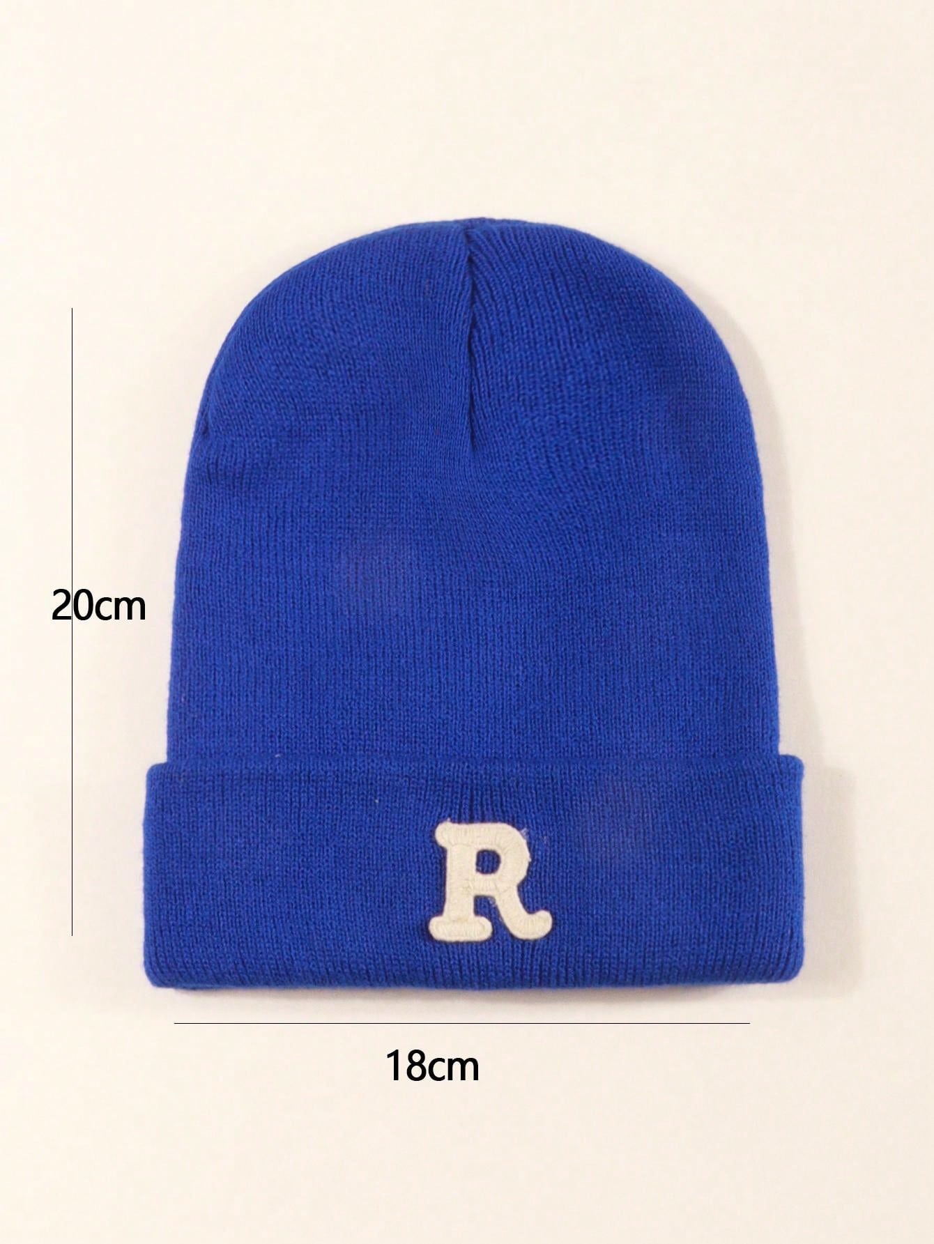 A Blue Woolen Hat With R Letter | SHEIN EUR